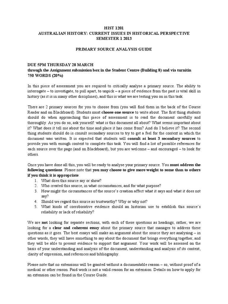 Primary Source Analysis Handout | PDF | Primary Sources | Educational ...