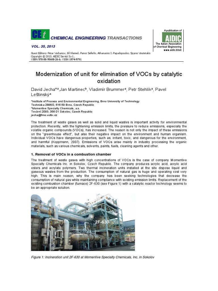 Modernization of Unit For Elimination of Vocs by Catalytic Oxidation ...