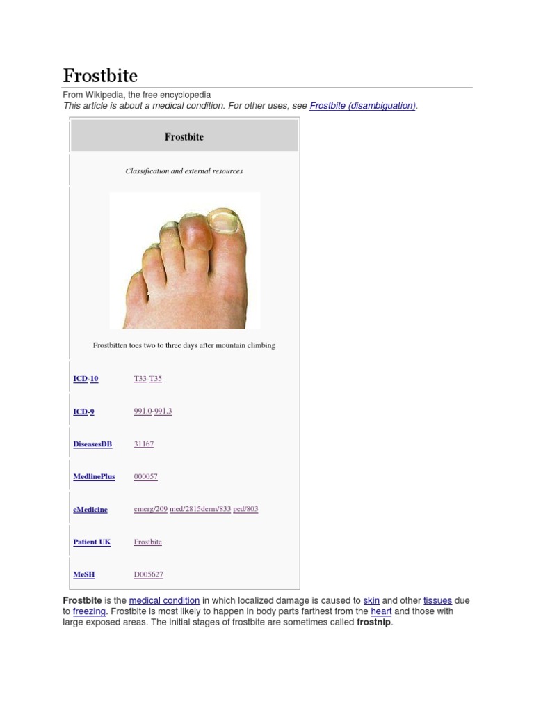Frosbite | PDF | Clinical Medicine | Symptoms And Signs