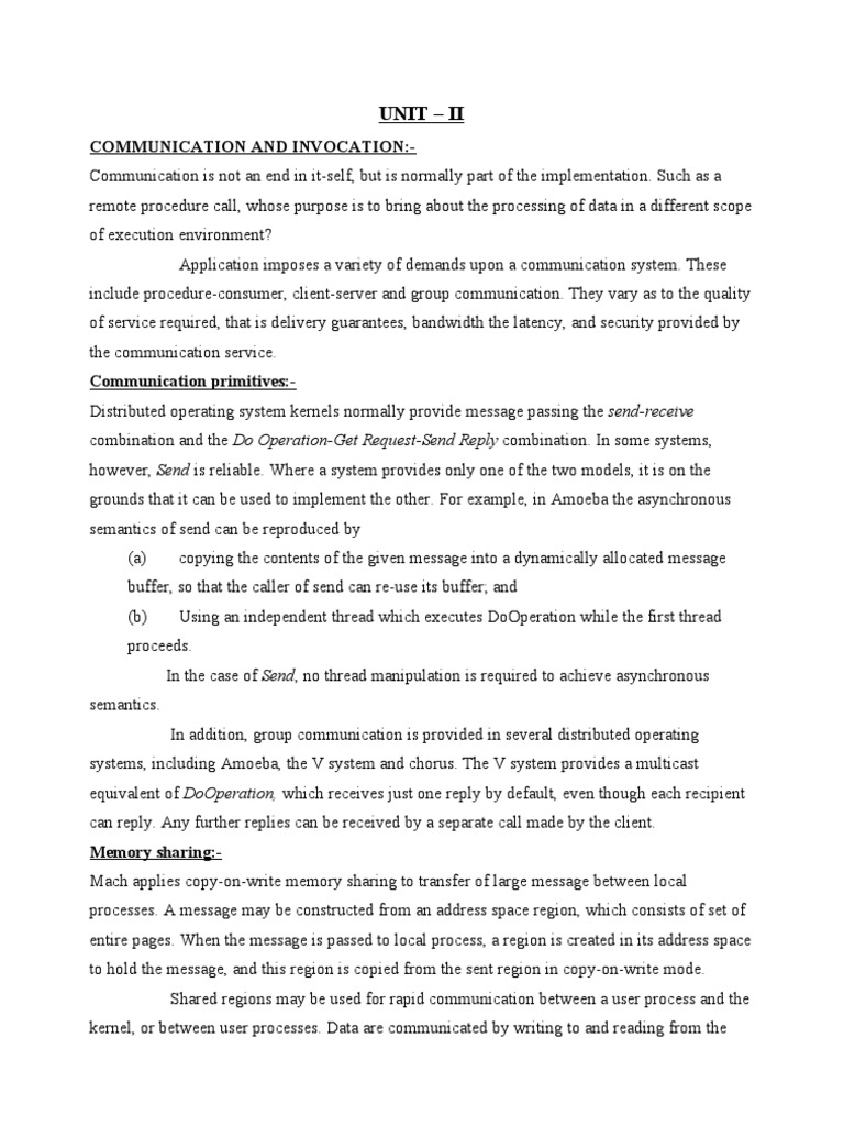 Unit - Ii: Communication and Invocation | PDF | File System | Kernel ...
