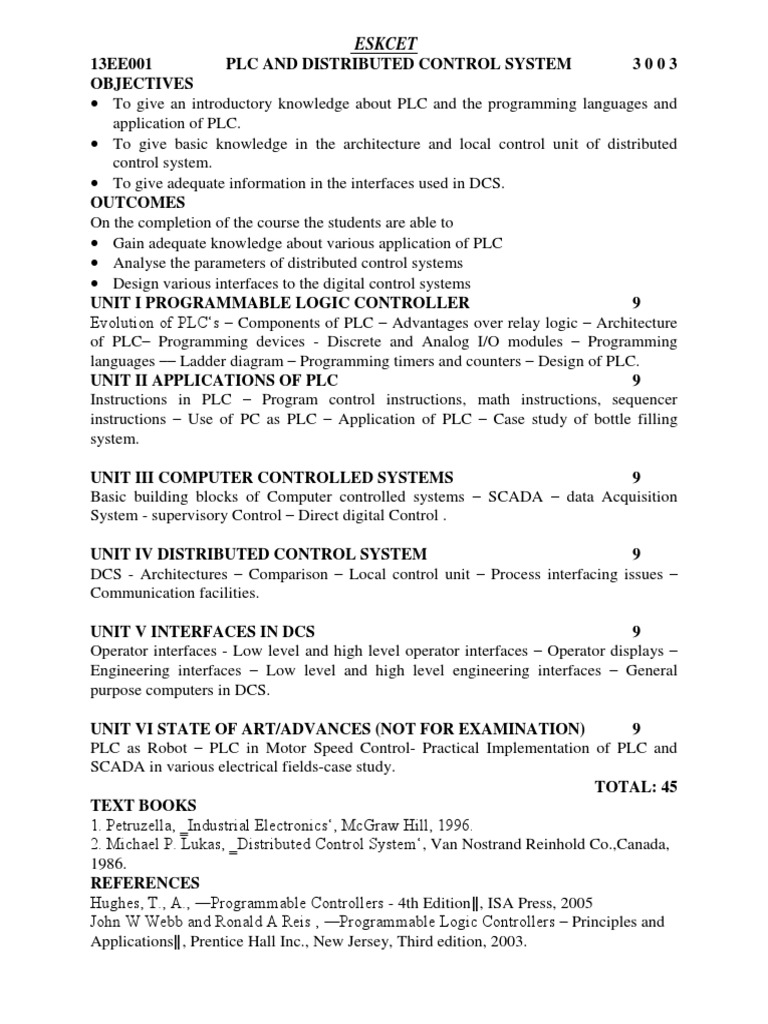 PLC Syllabus | Download Free PDF | Programmable Logic Controller | Scada