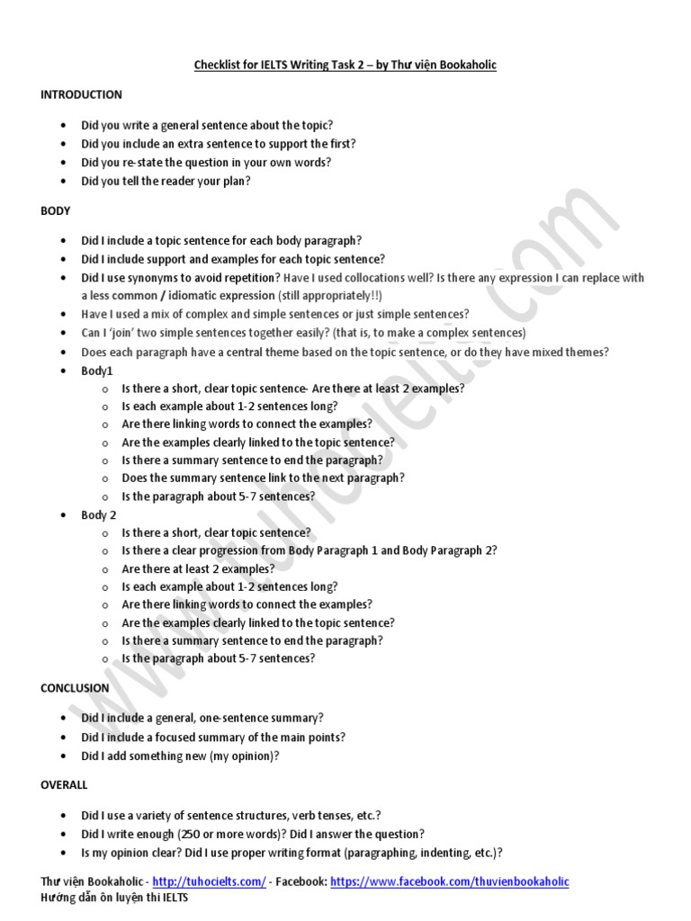 IELTS Writing Task 2 Checklist Guide | PDF | Style (Fiction) | Semantics