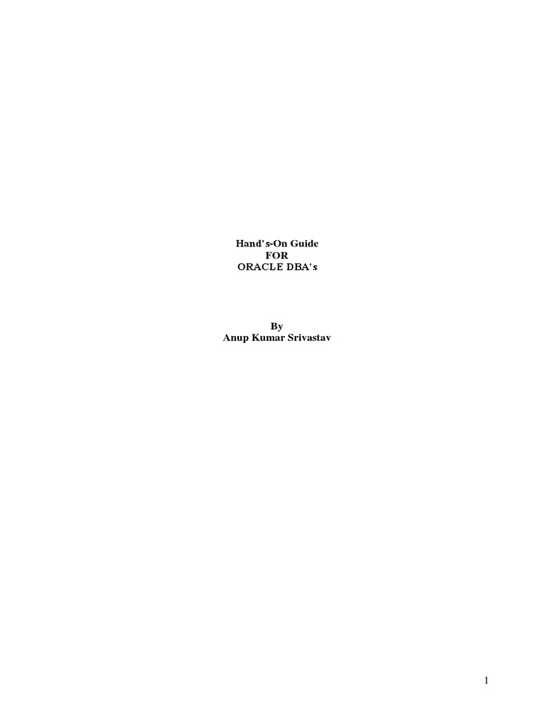 Oracle Dba Pdf Oracle Database Databases