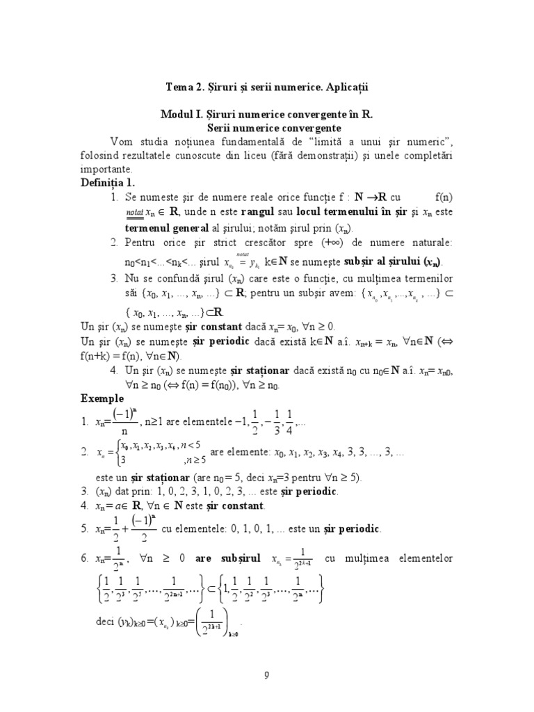 Algebra Siruri Si Serii | PDF