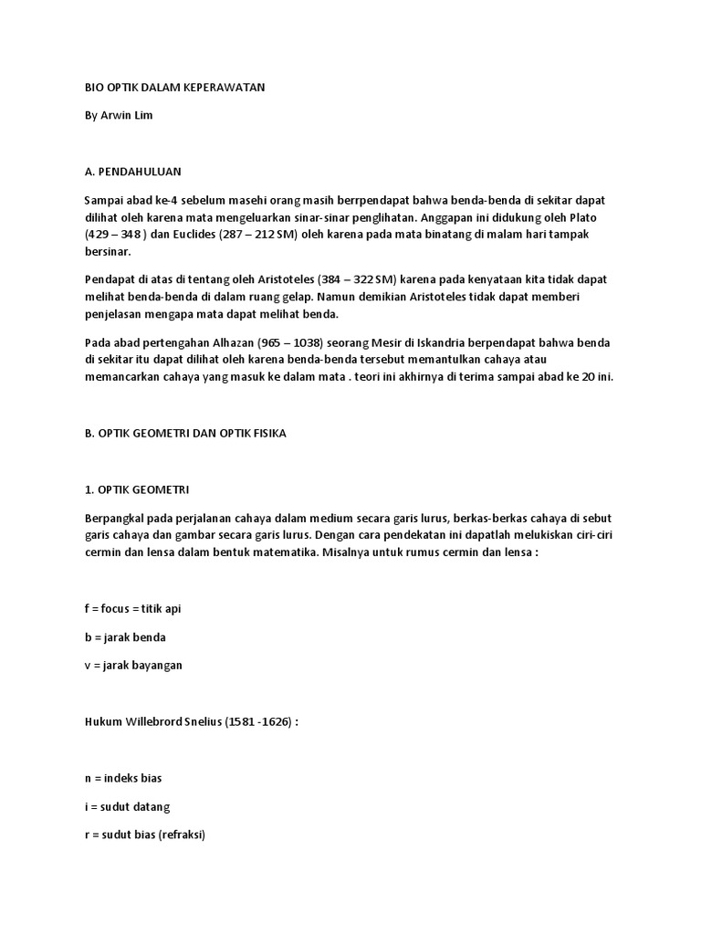 Bio Optik Dalam Keperawatan | PDF