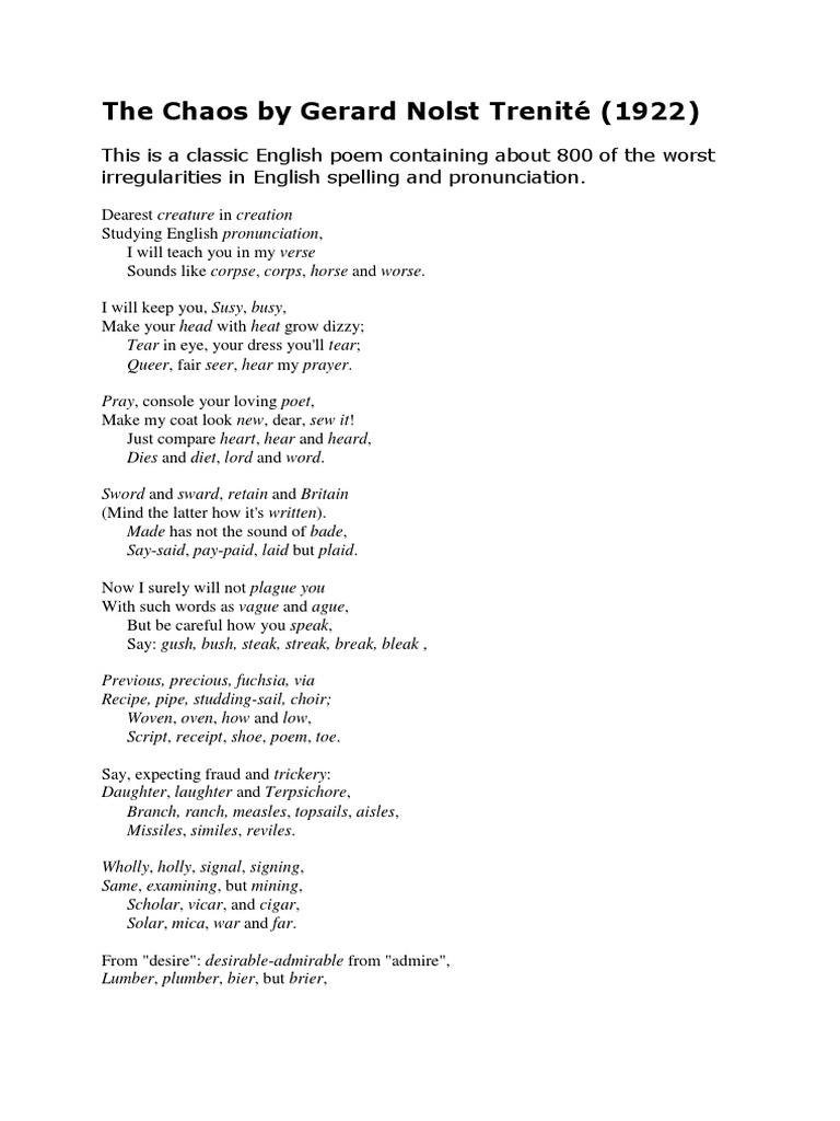 The Chaos of English Pronunciation | PDF
