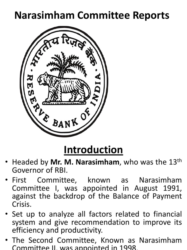 Narasimham Committee Reports | Banking | Money