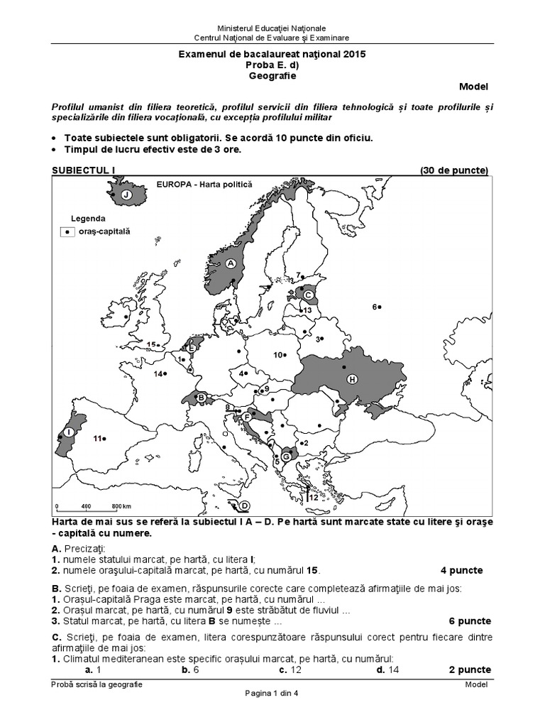 Model de Bac Geografie 2015 | PDF