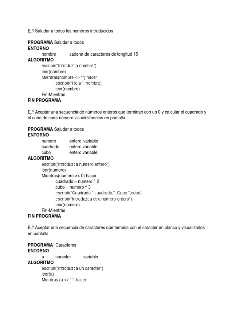 UT2 - Ejercicios - Mientras, Hacer Mientras, para | PDF | Multiplicación | Algoritmos