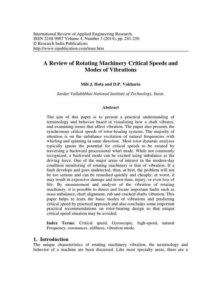 Critical Speed PDF | PDF | Resonance | Normal Mode