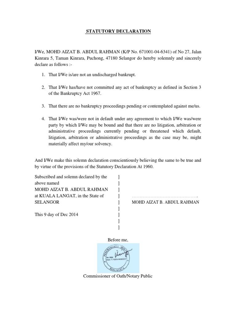 Statutory Declaration | PDF | Politics