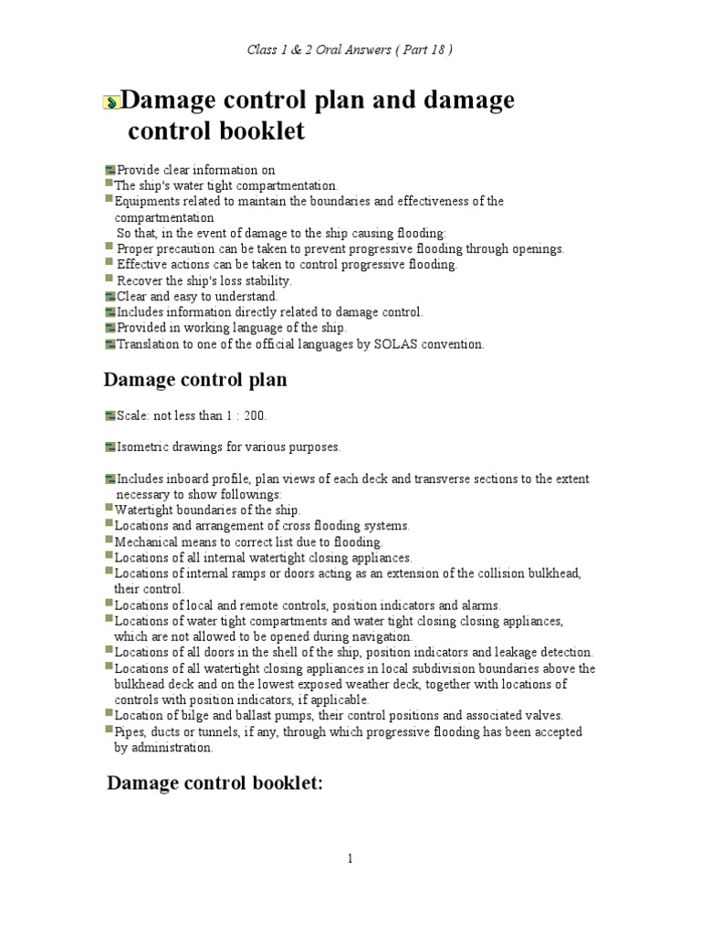 Part 18-Grain, Damage Control Plan | PDF | Shipping | Water Transport
