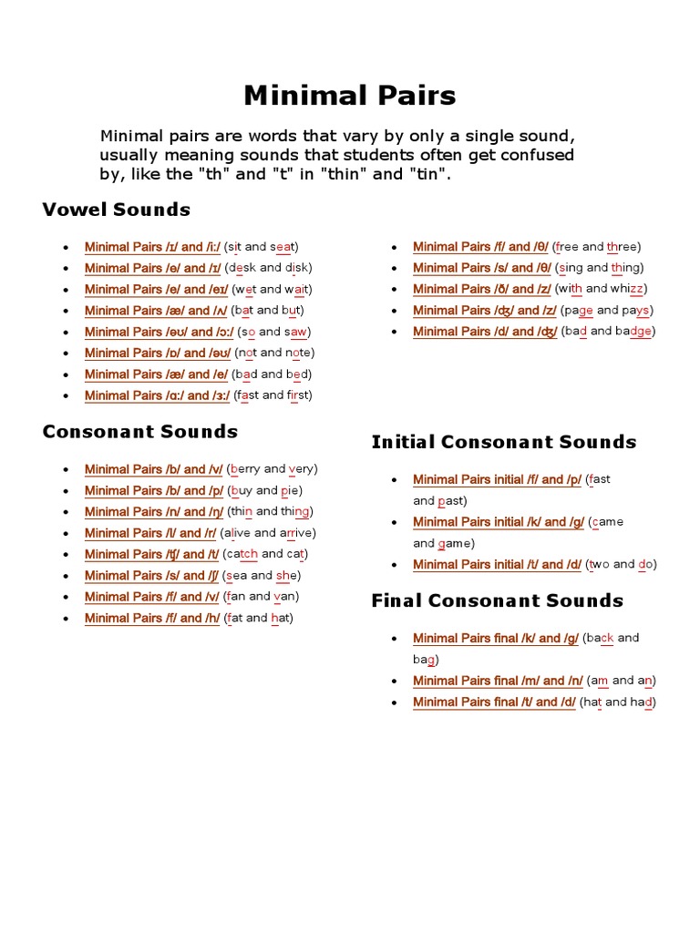 Minimal Pairs | PDF