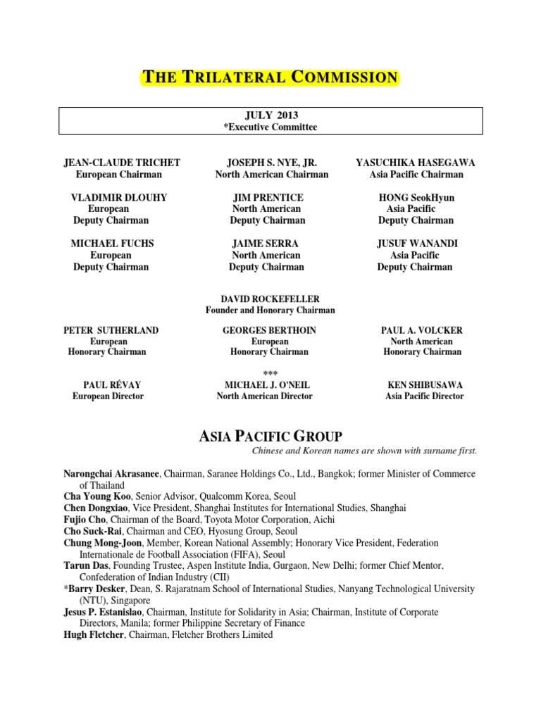Trilateral Commission Membership List 2013 | PDF | South Korea | World ...