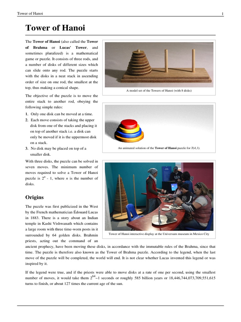 Tower of Hanoi | PDF | Teaching Mathematics | Science
