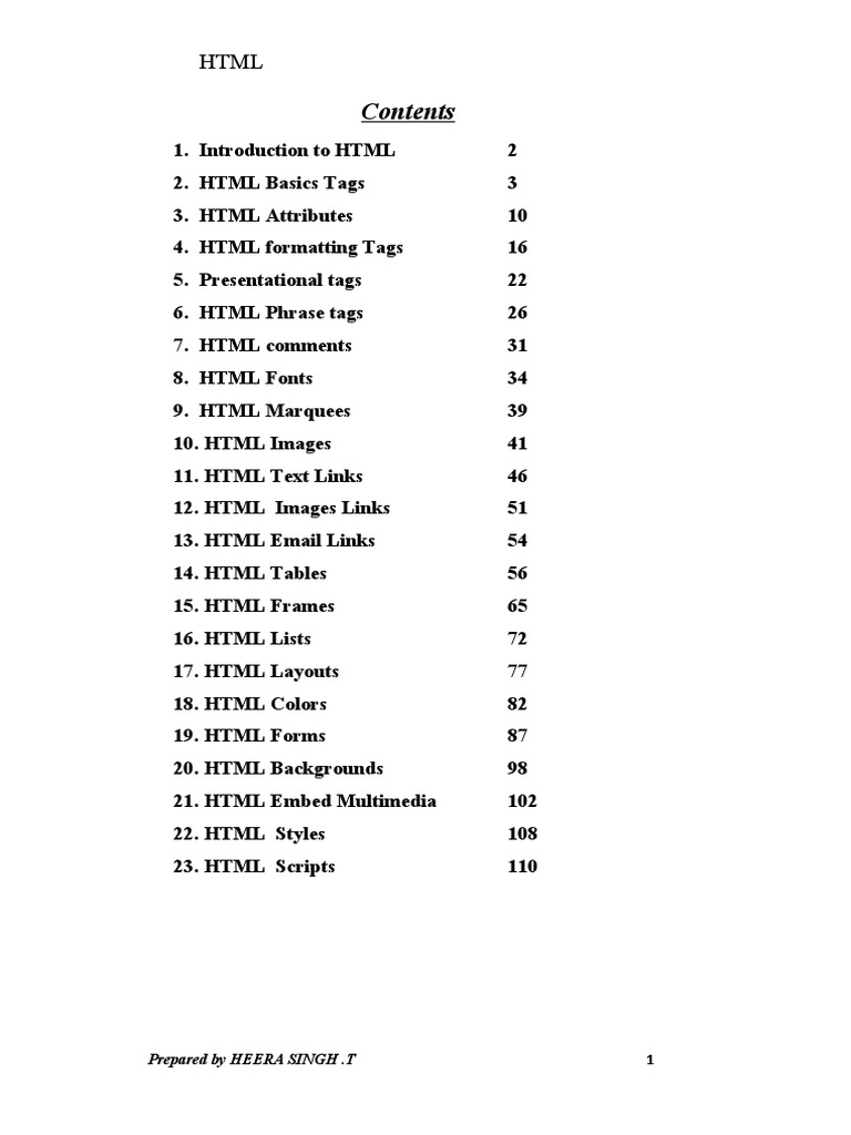 HTML Notes by HEERA | PDF | Html | Html Element