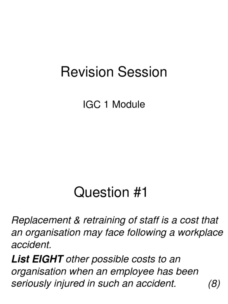 IGC 1 Health & Safety Exam Revision Guide | PDF | Occupational Safety ...