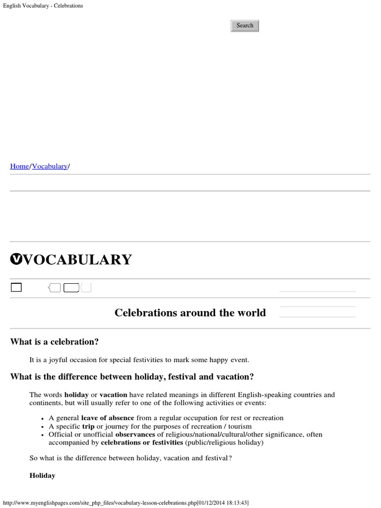 Global Celebrations Vocabulary Guide | PDF | Easter | Independence Day ...