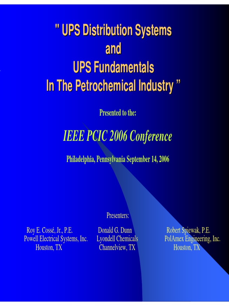 UPS Distribution Systems and UPS Fundamentals in The Petrochemical ...
