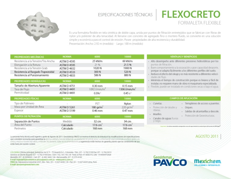 Ficha Tecnica Flex o Cre To | Filtración | Materiales | Prueba gratuita ...