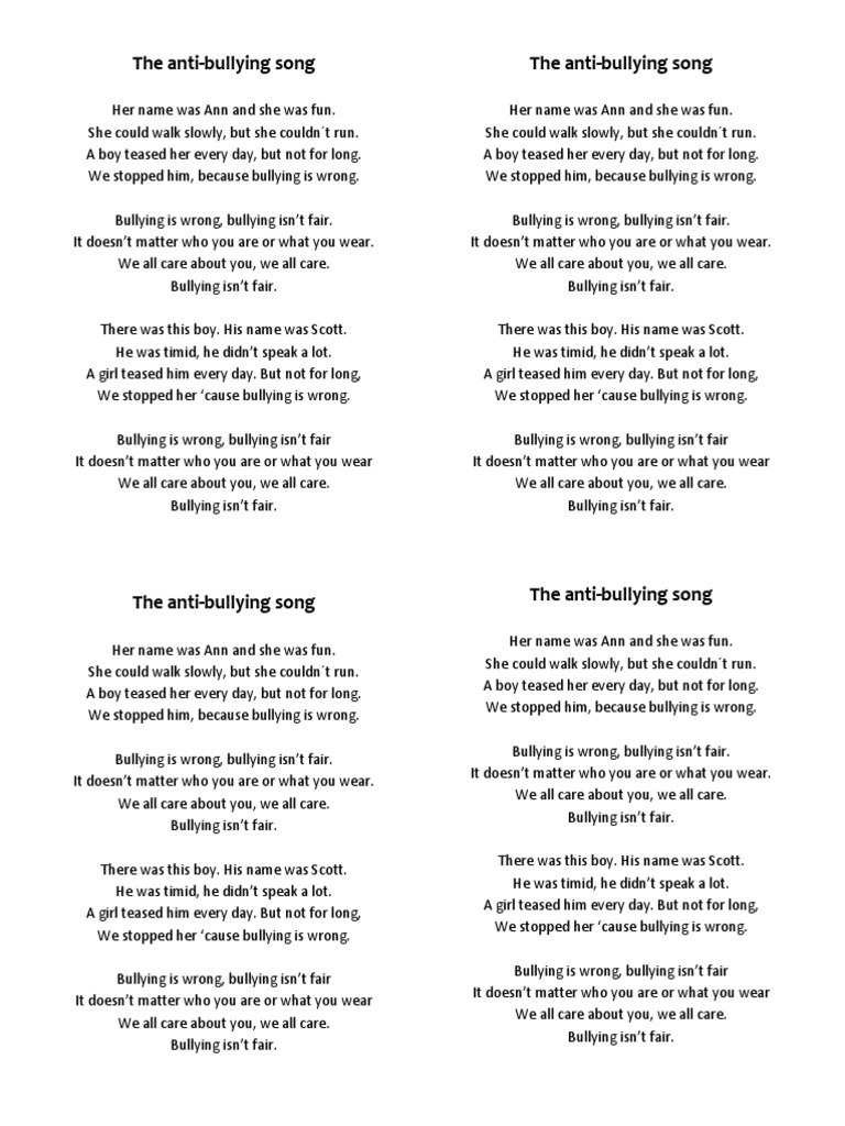 The Anti-Bullying Song The Anti-Bullying Song | PDF