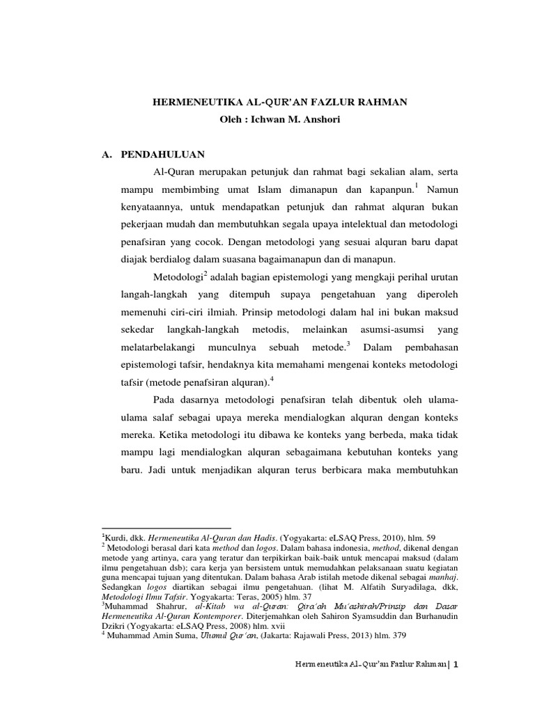 Hermeneutika Al-Qur'an Rahman | PDF