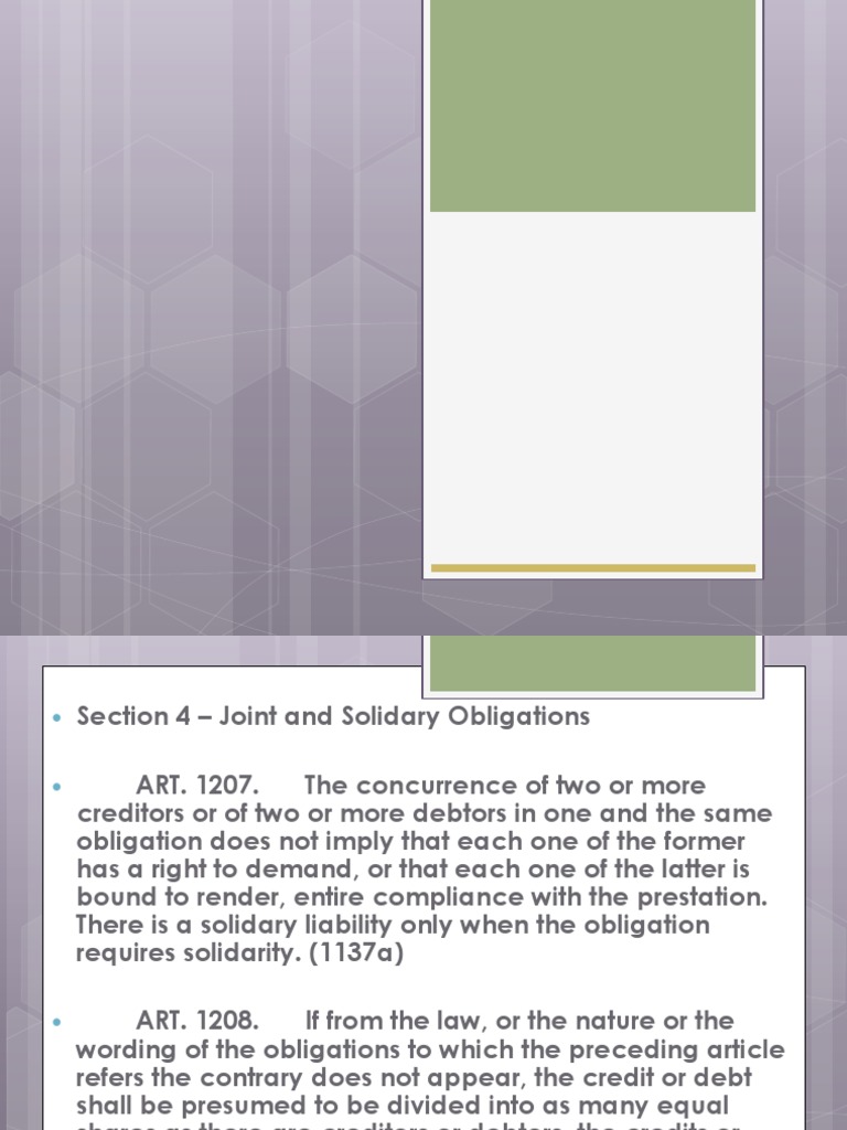 Article 1207 - 1222 | PDF | Civil Law (Legal System) | Social Institutions