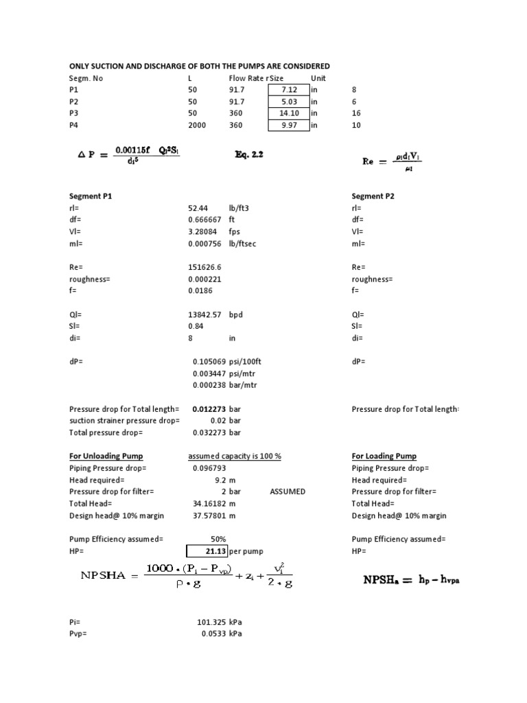 Hydraulic Calculations | PDF | Reynolds Number | Pump