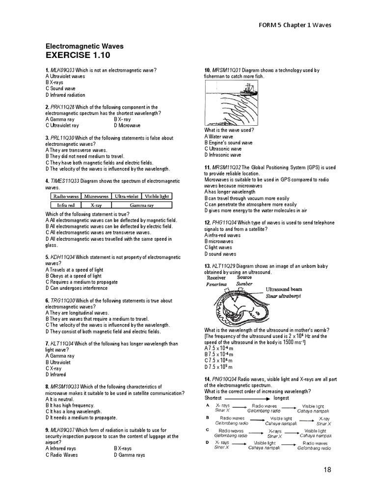 Electromagnetic Waves Overview and Exercises | PDF | Electromagnetic ...