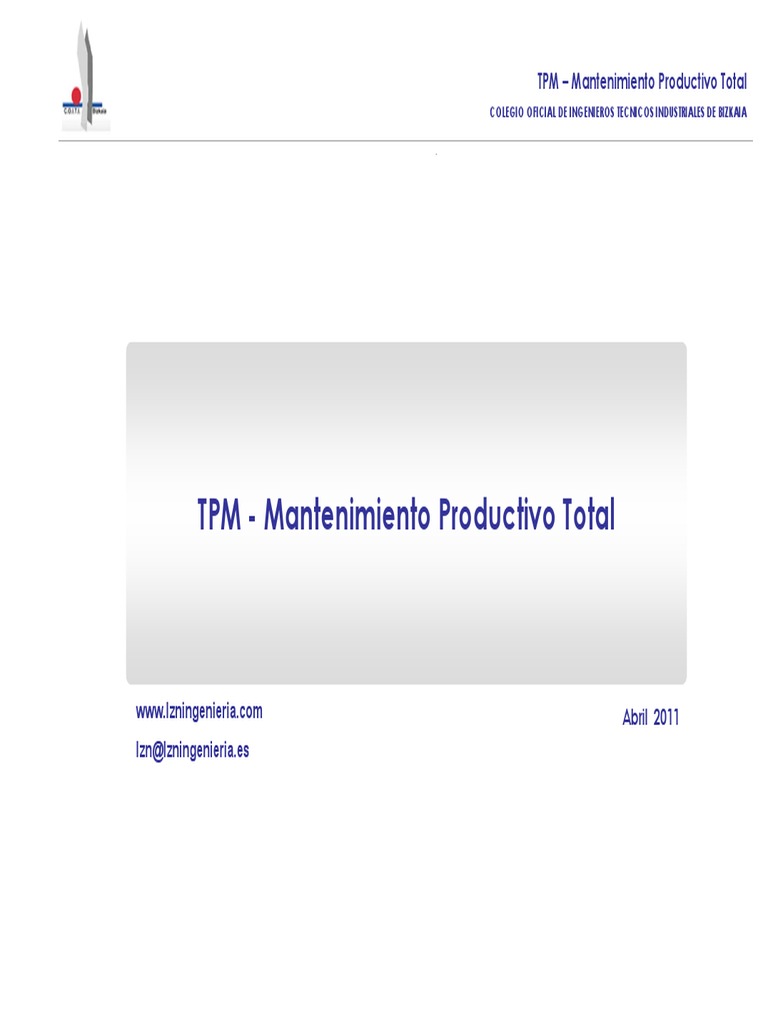 TPM: Claves del Mantenimiento Productivo | PDF | Ingeniería | Industrias
