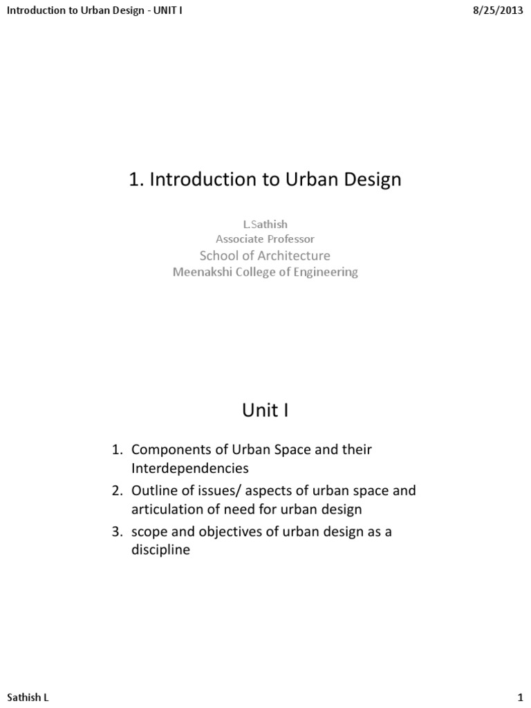 Unit I - Introduction To Urban Design | PDF | Urban Design | Urban Planning