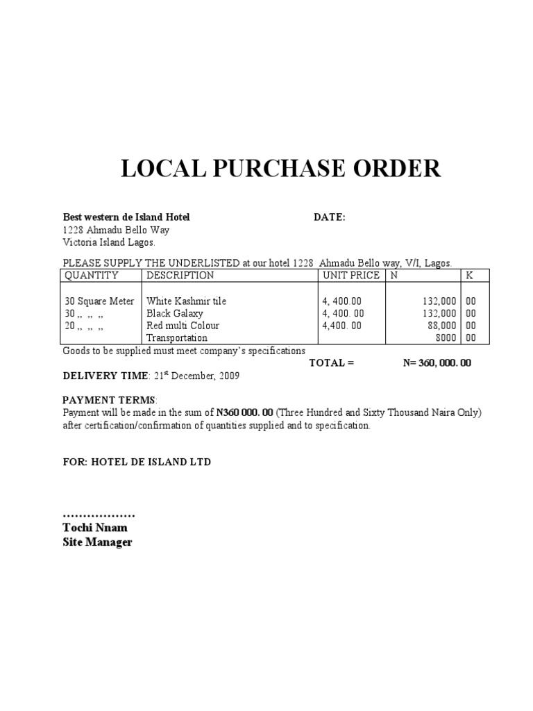Local Purchase Order | Economies | Business