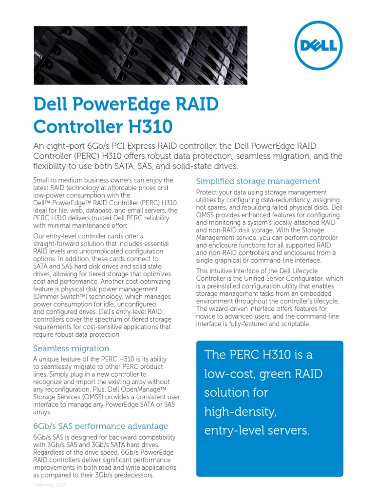Dell Perc h310 Spec Sheet | PDF | Solid State Drive | Hard Disk Drive