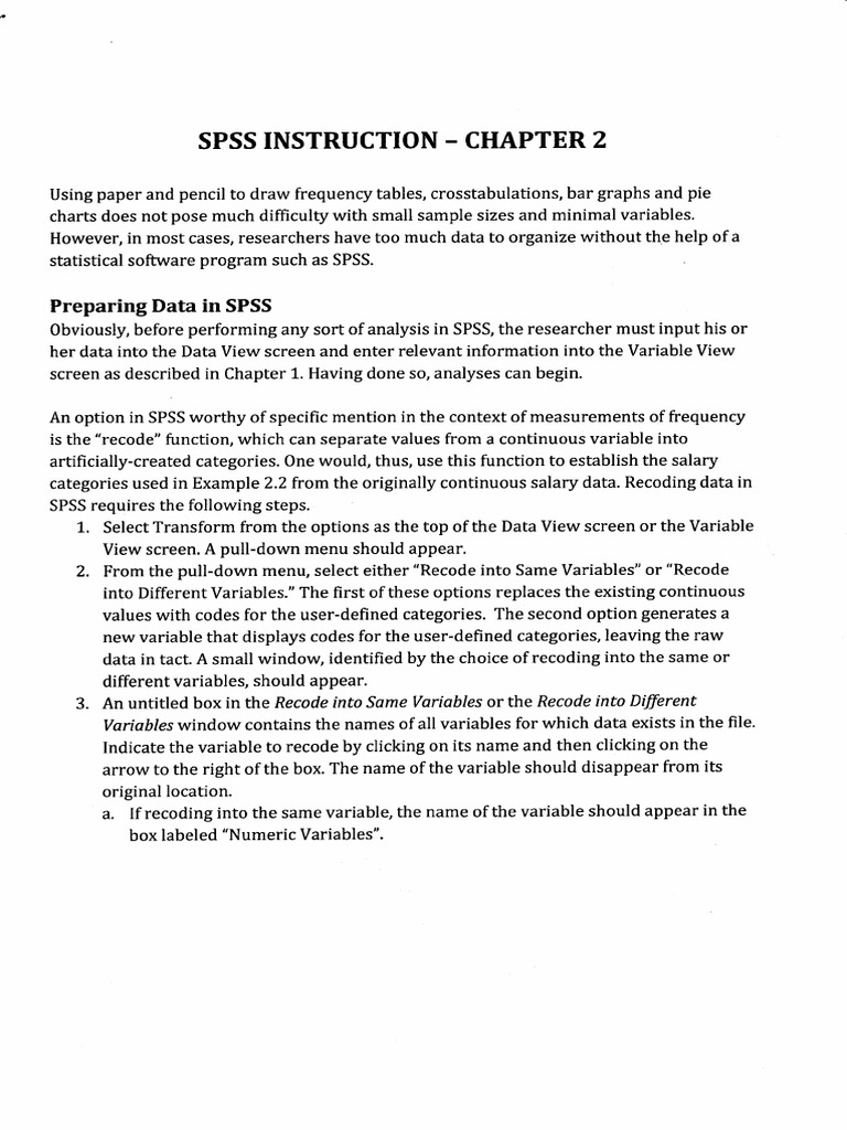 SPSS Data Preparation & Recoding Guide | PDF | Spss | Chart