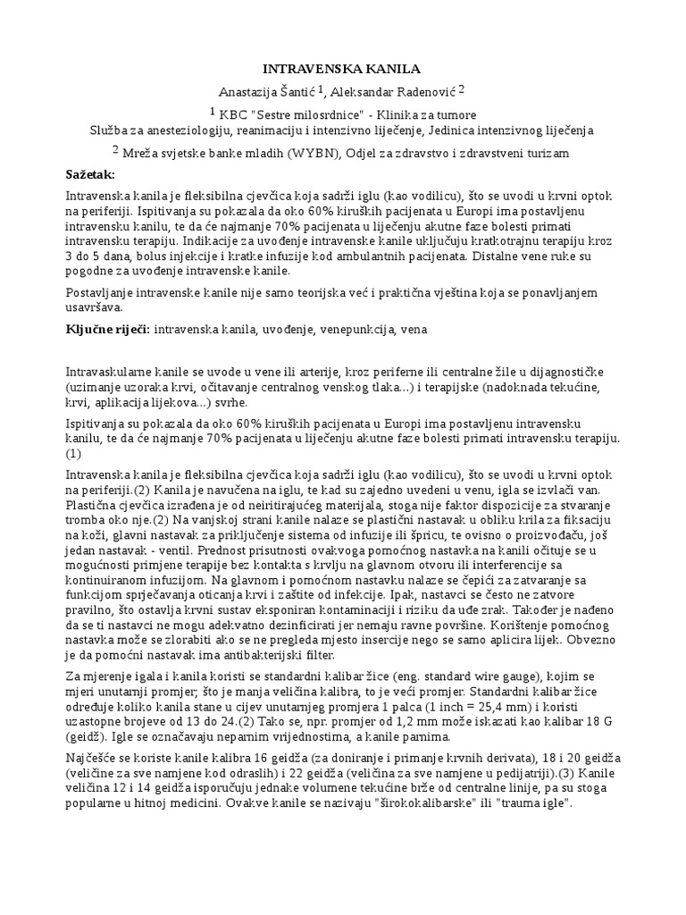Intravenska Kanila | PDF