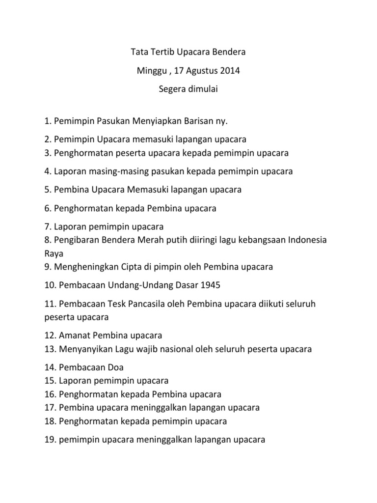 Tata Tertib Upacara Bendera | PDF