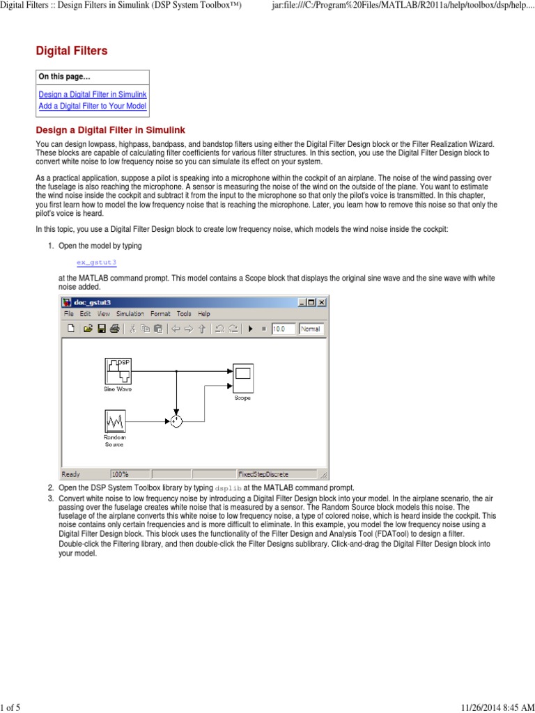 Design Filters in Simulink | Digital Signal Processing | Low Pass Filter