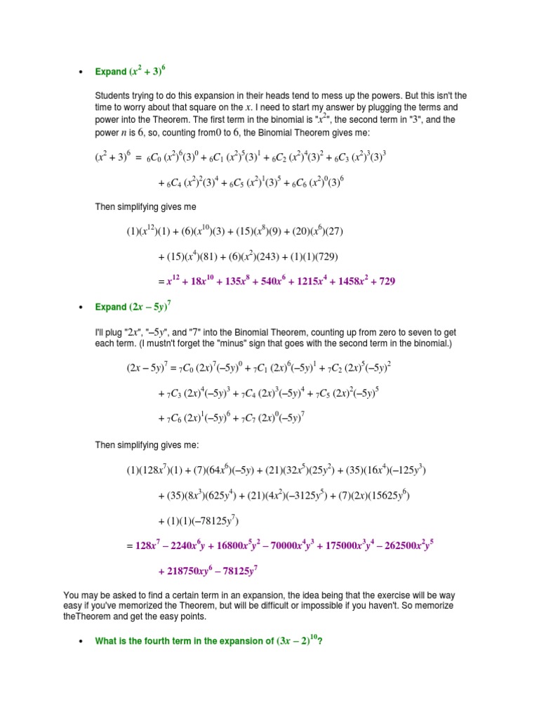 Binomial Theorem | PDF | Discrete Mathematics | Functions And Mappings