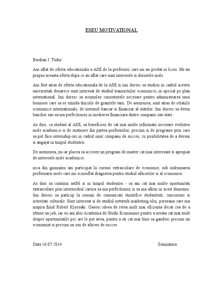 Eseu Motivational
