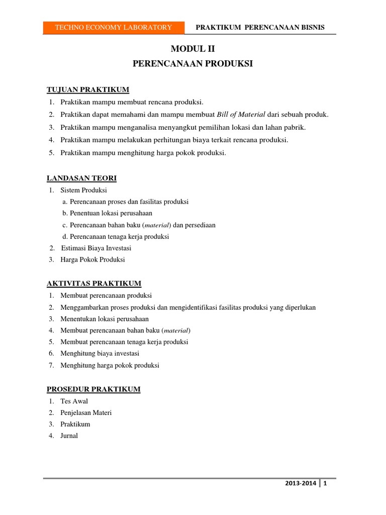 Modul Praktikum Perencanaan Produksi | PDF