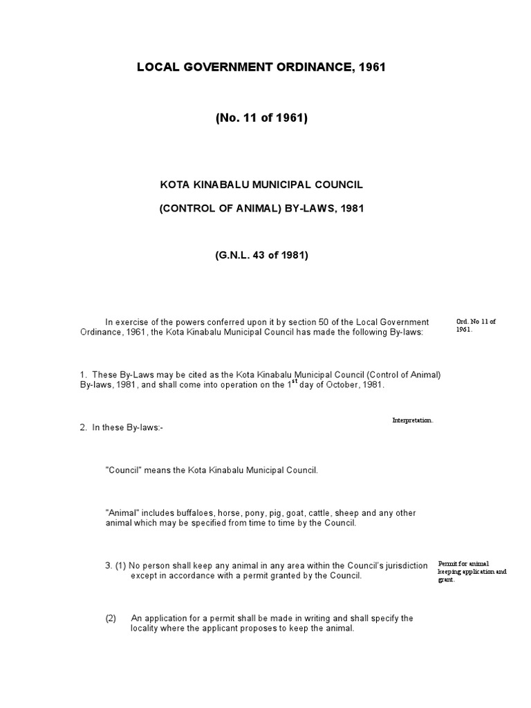 Control of Animal by Laws 1981 | PDF | By Law | Nuisance