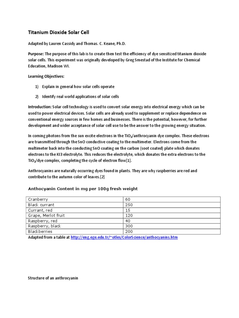 Titanium Dioxide Solar Cell | Download Free PDF | Solar Cell | Titanium ...
