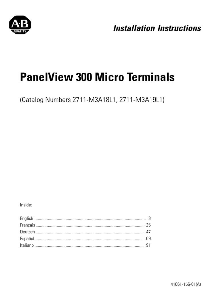 PanelView 300 Micro Terminals Installation Instructions - ° ×°Ö ÄÏ PDF ...