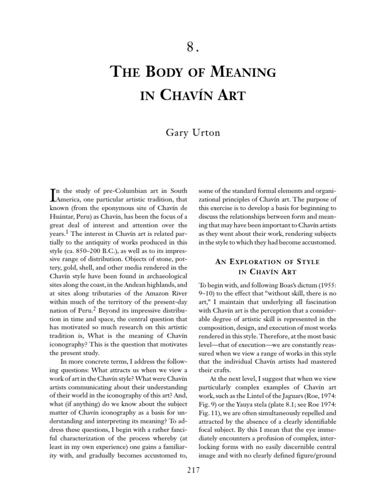 The Body of Meaning in Chavín Art - Gary Urton (2008) | PDF | Metaphor ...