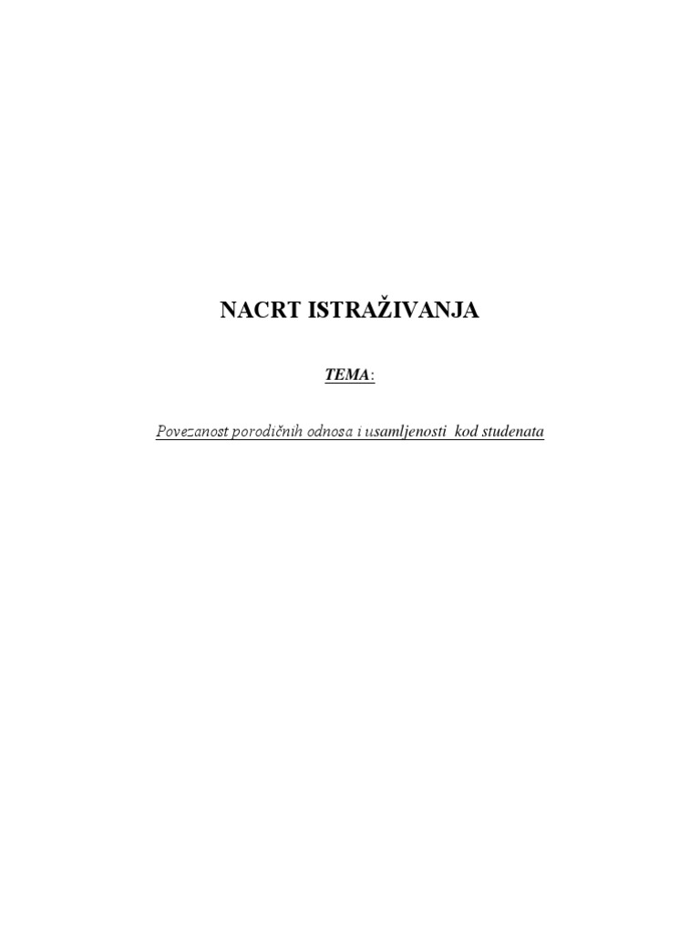 Nacrt Istrazivanja | PDF
