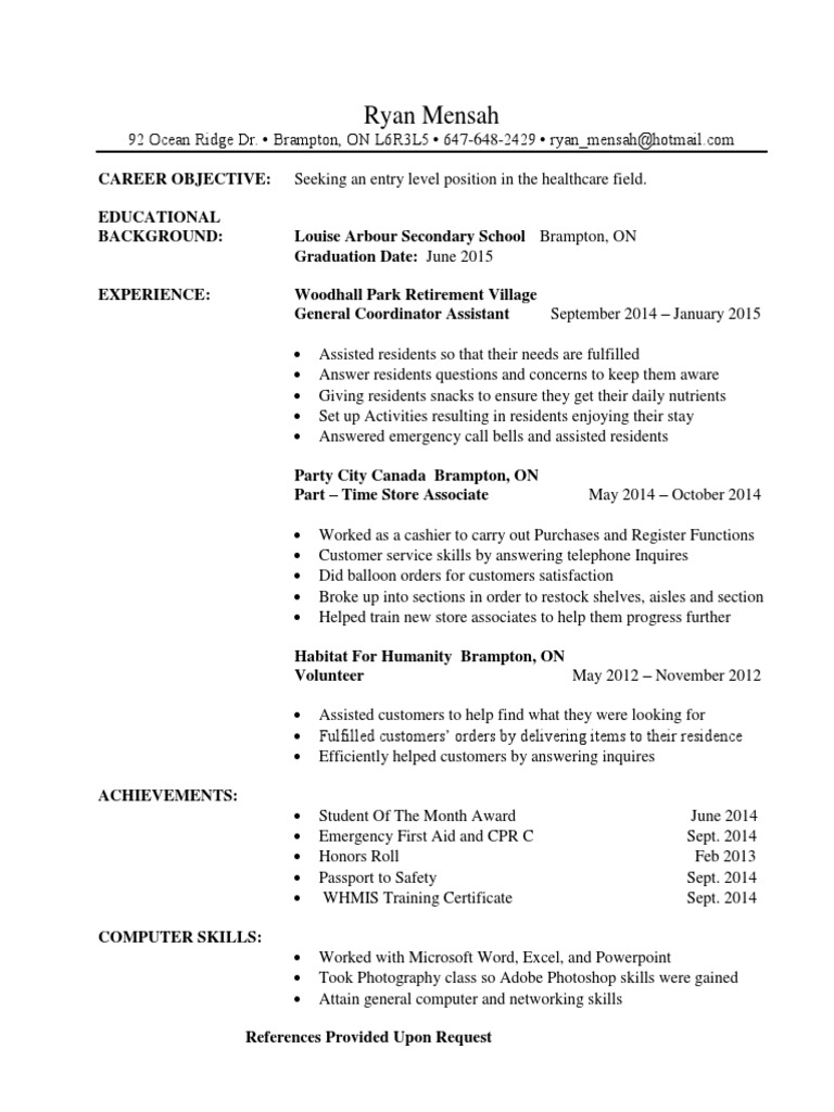 4 Credit Co-Op Resume Ryan Mensah | PDF | Business | Computing And Information Technology