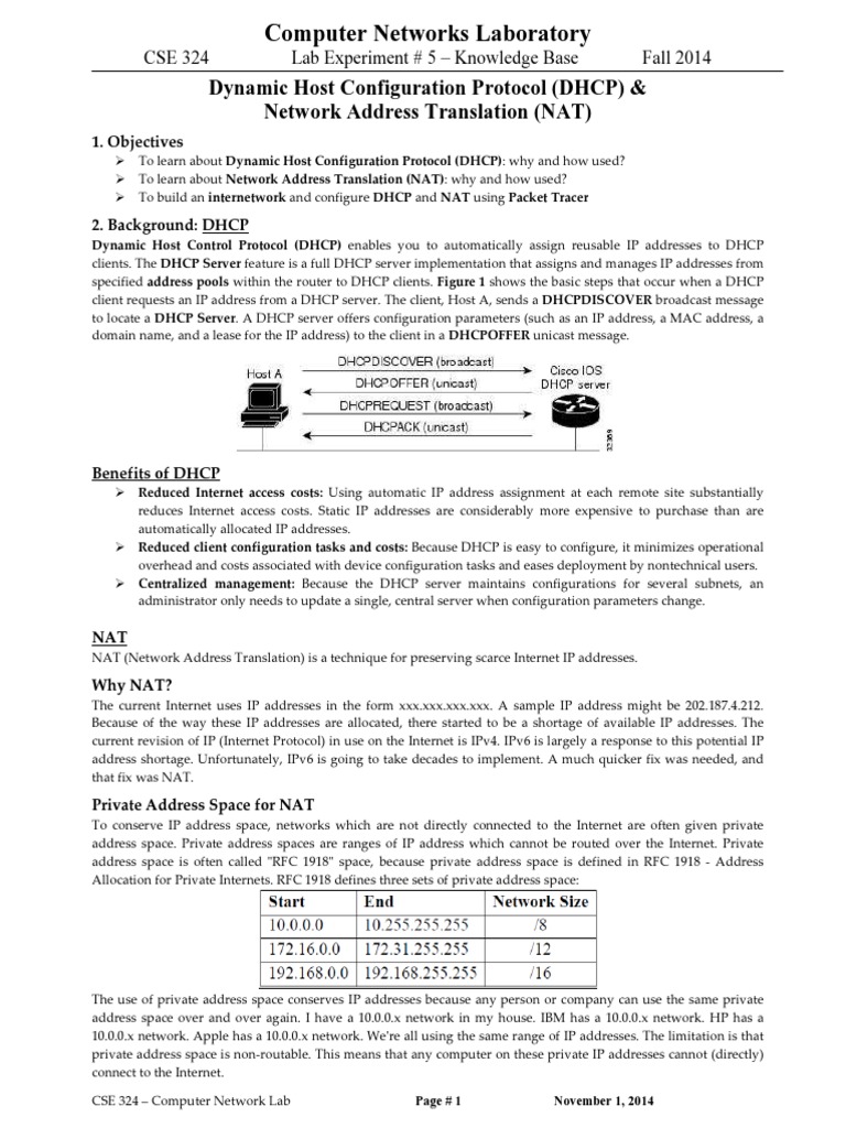 DHCP and NAT - Knowledge Base | PDF | Ip Address | Router (Computing)