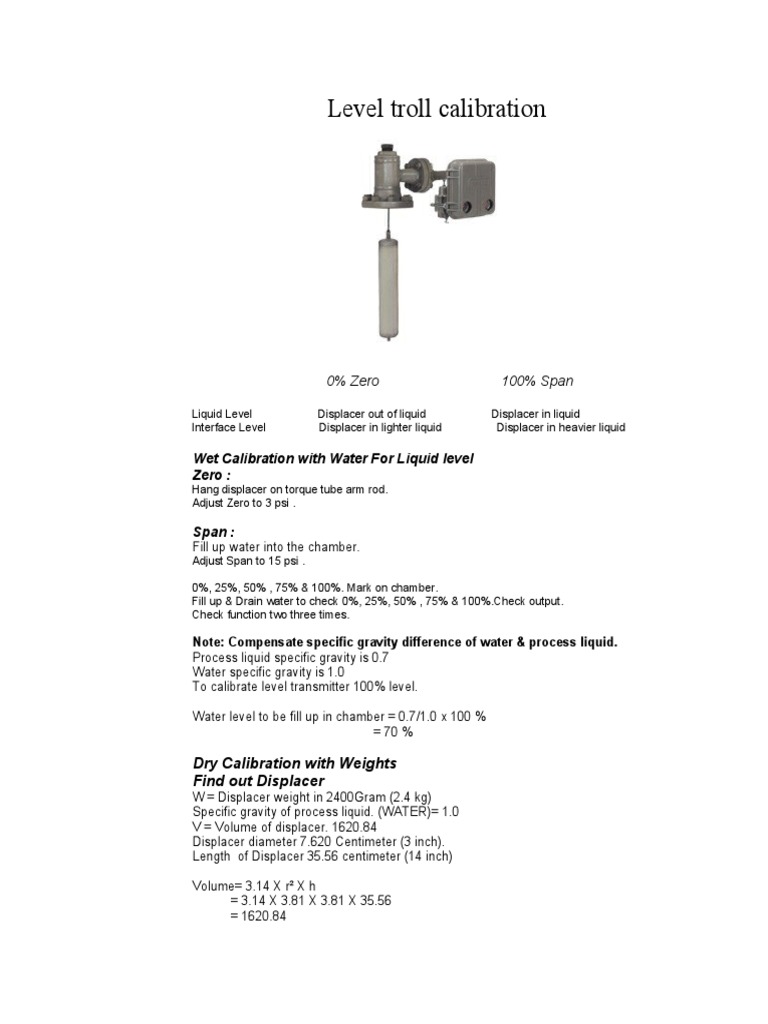Level Troll Calibration Guide | PDF | Calibration | Weight