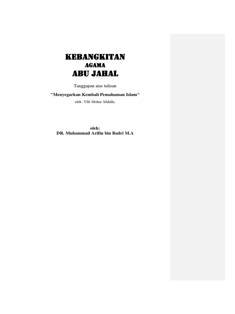 Bantahan JIL Dan Ulil Abshar Abdala DR Muhamad Arifin Baderi PDF | PDF