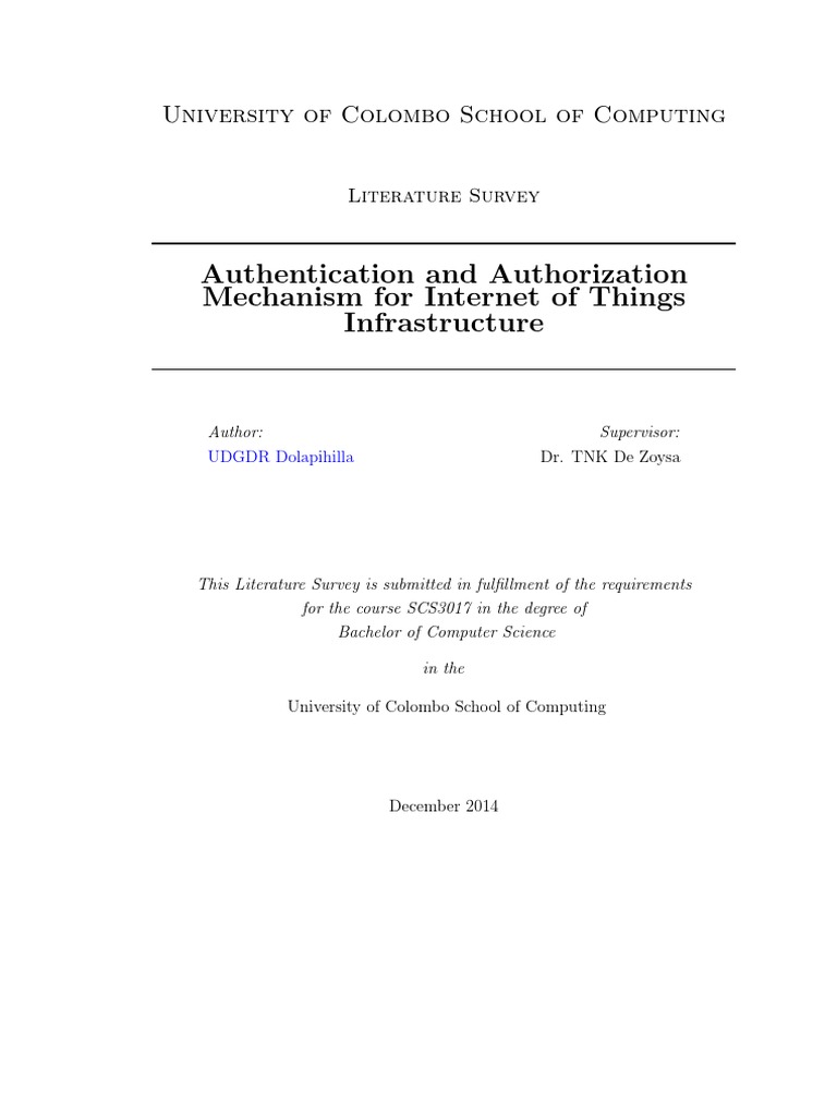 Authentication and Authorization Mechanism For Internet of Things ...